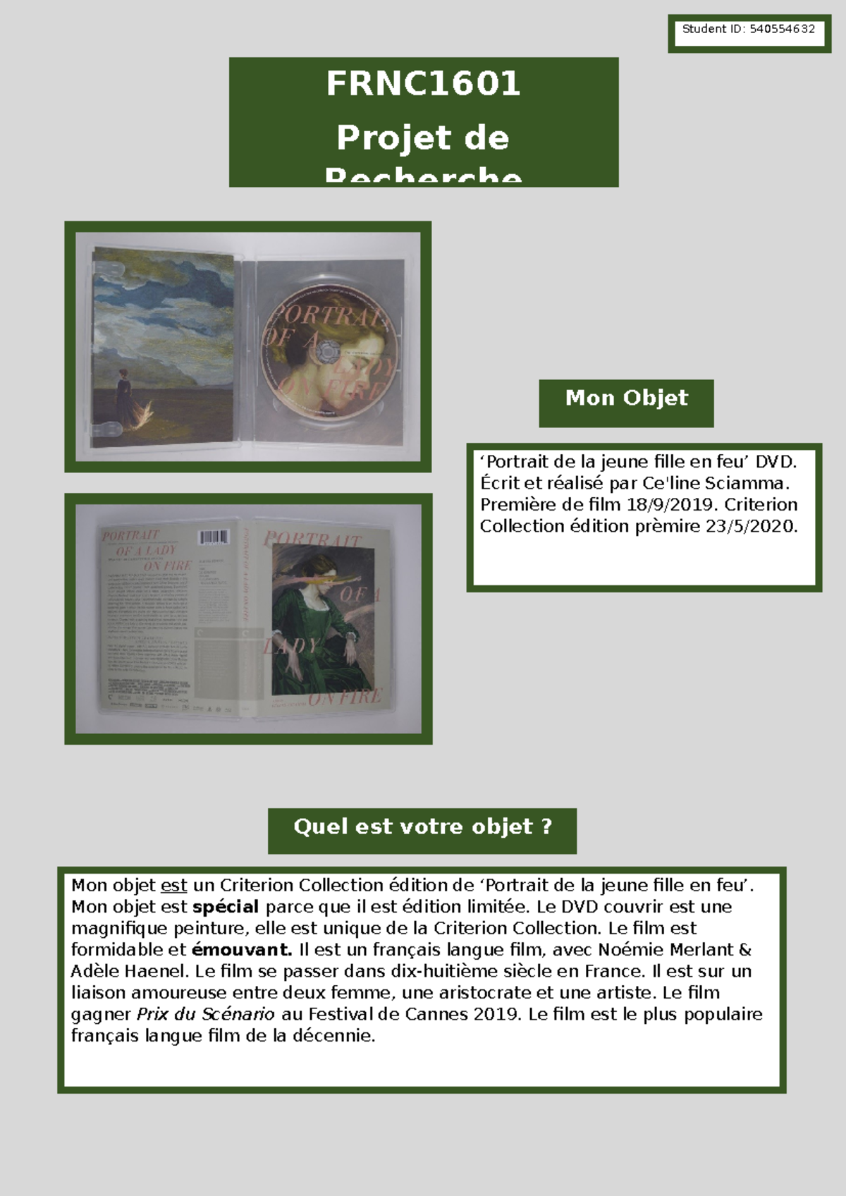 FRNC1601 - Object Research Project - FRNC Projet de Recherche ‘Portrait ...