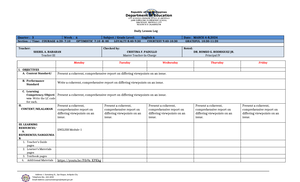 DLL English 6 Q3 W4 - LESSON - GRADES 1 to 12 DAILY LESSON LOG School ...