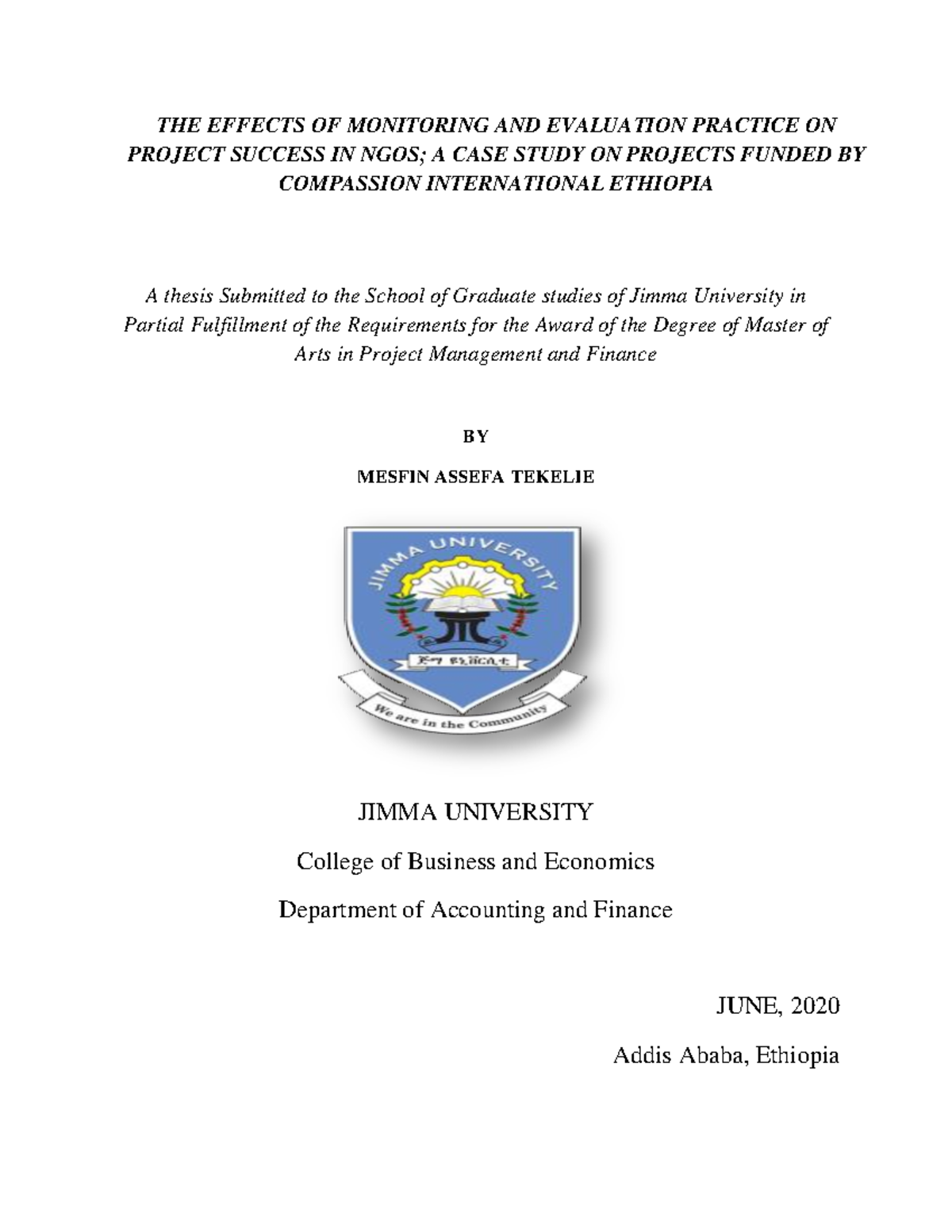 Mesfin Assefa Tekelie - ghhhd - THE EFFECTS OF MONITORING AND ...
