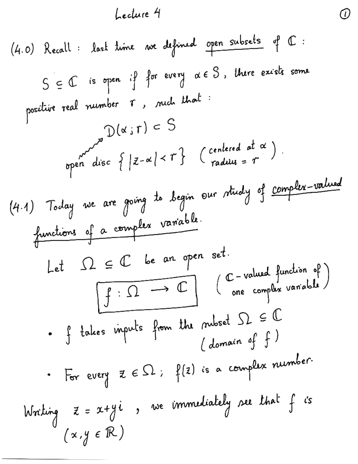 Lecture 04 - Introduction to complex Analysis - Studocu