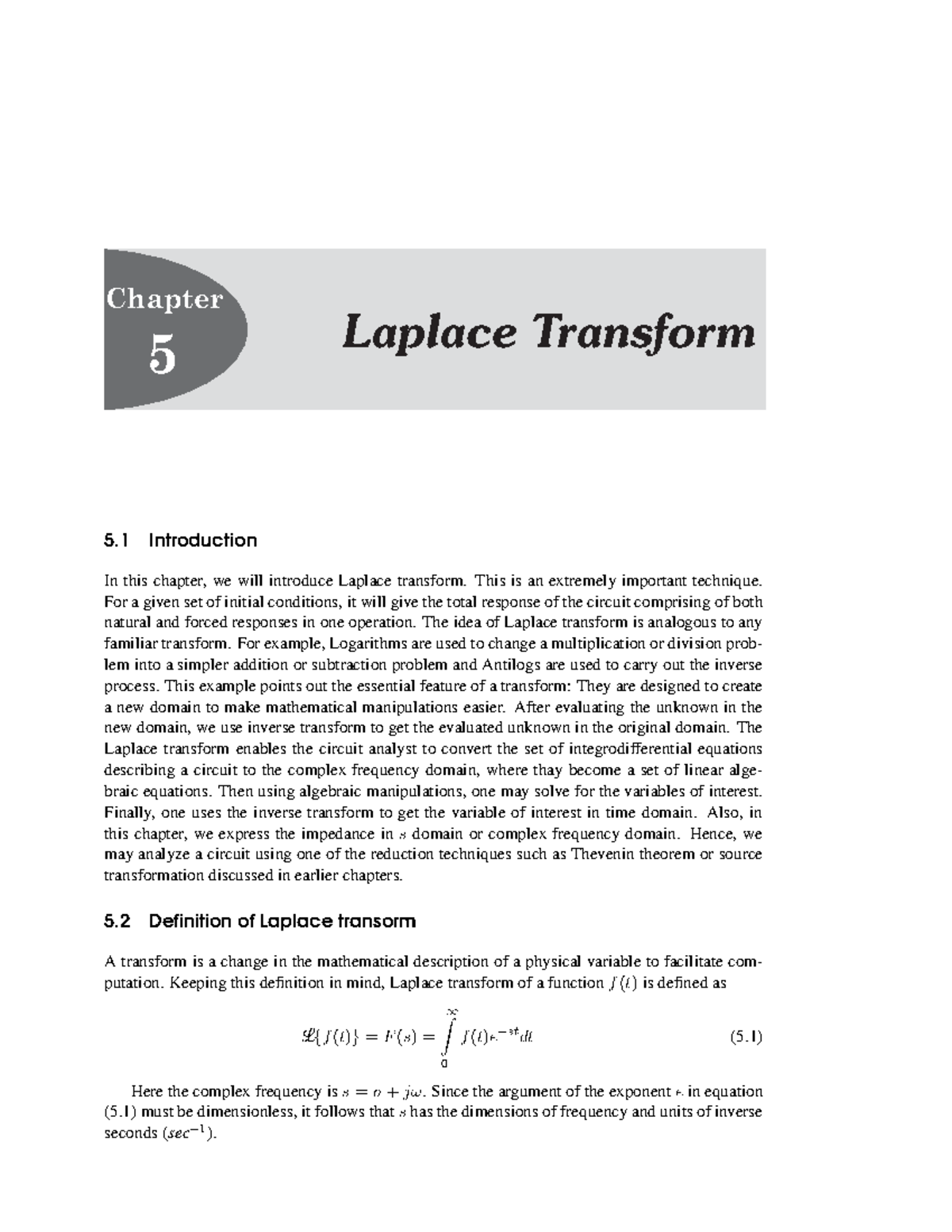 Unit7-laplace transforms - 5 Introduction In this chapter, we will ...
