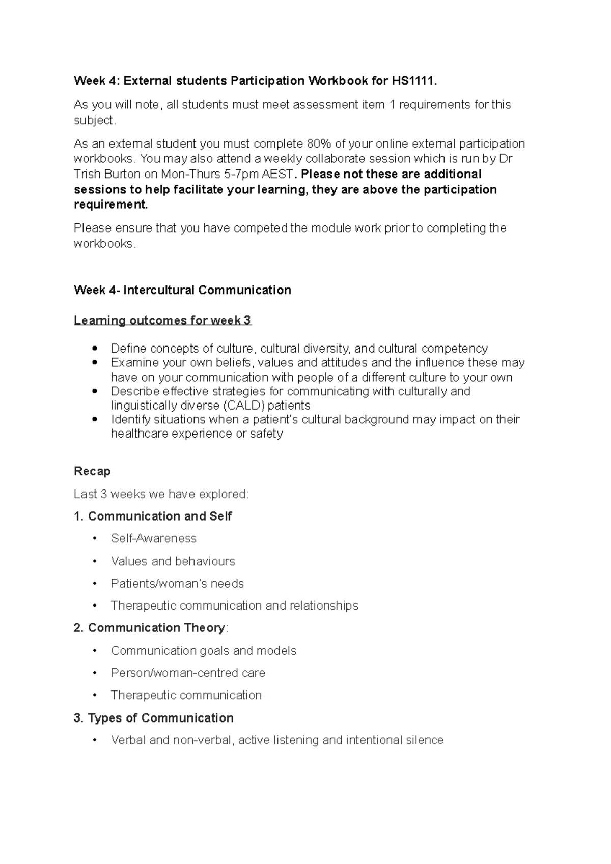 HS1111 Week4 Workbook - Week 4: External students Participation ...