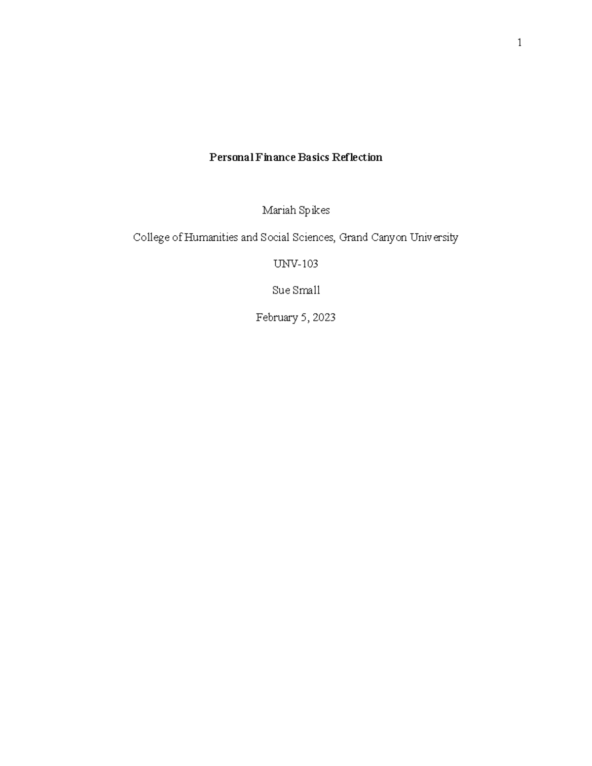 Personal finance basics reflection - Personal Finance Basics Reflection ...