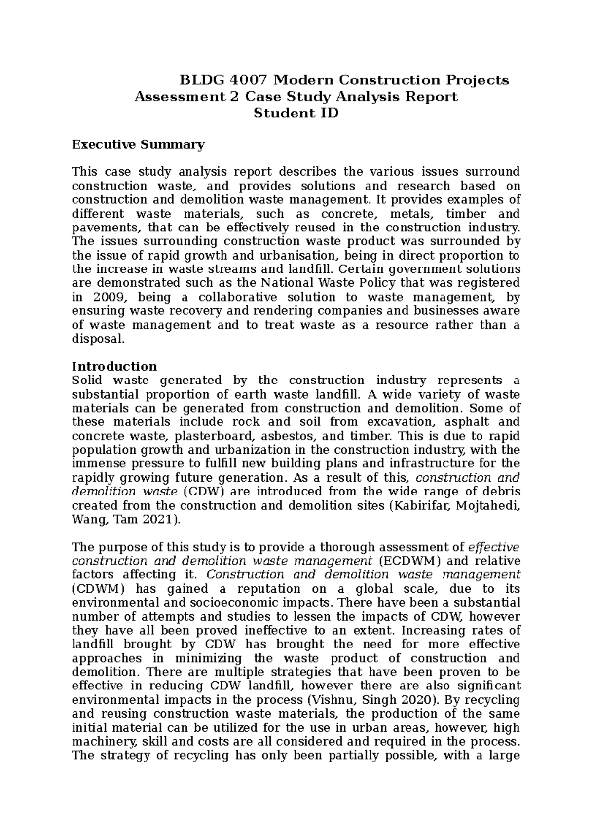 BLDG 4007 MCP Assessment 2 - BLDG 4007 Modern Construction Projects ...