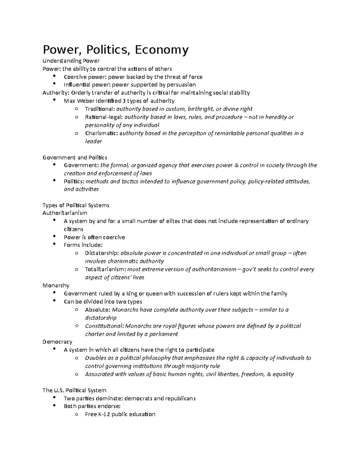 Power, Politics, Economy - Power, Politics, Economy Understanding Power ...