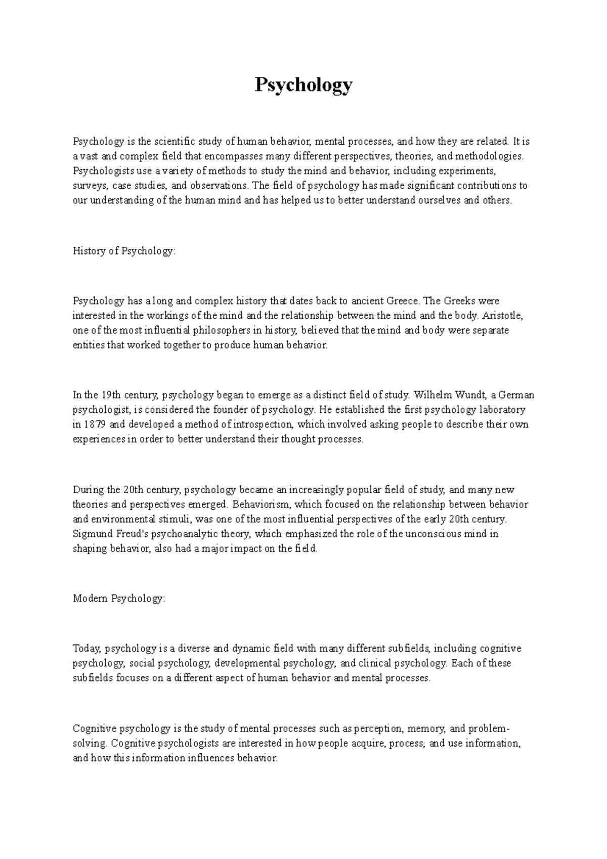 Psychology - Psychology Psychology is the scientific study of human ...