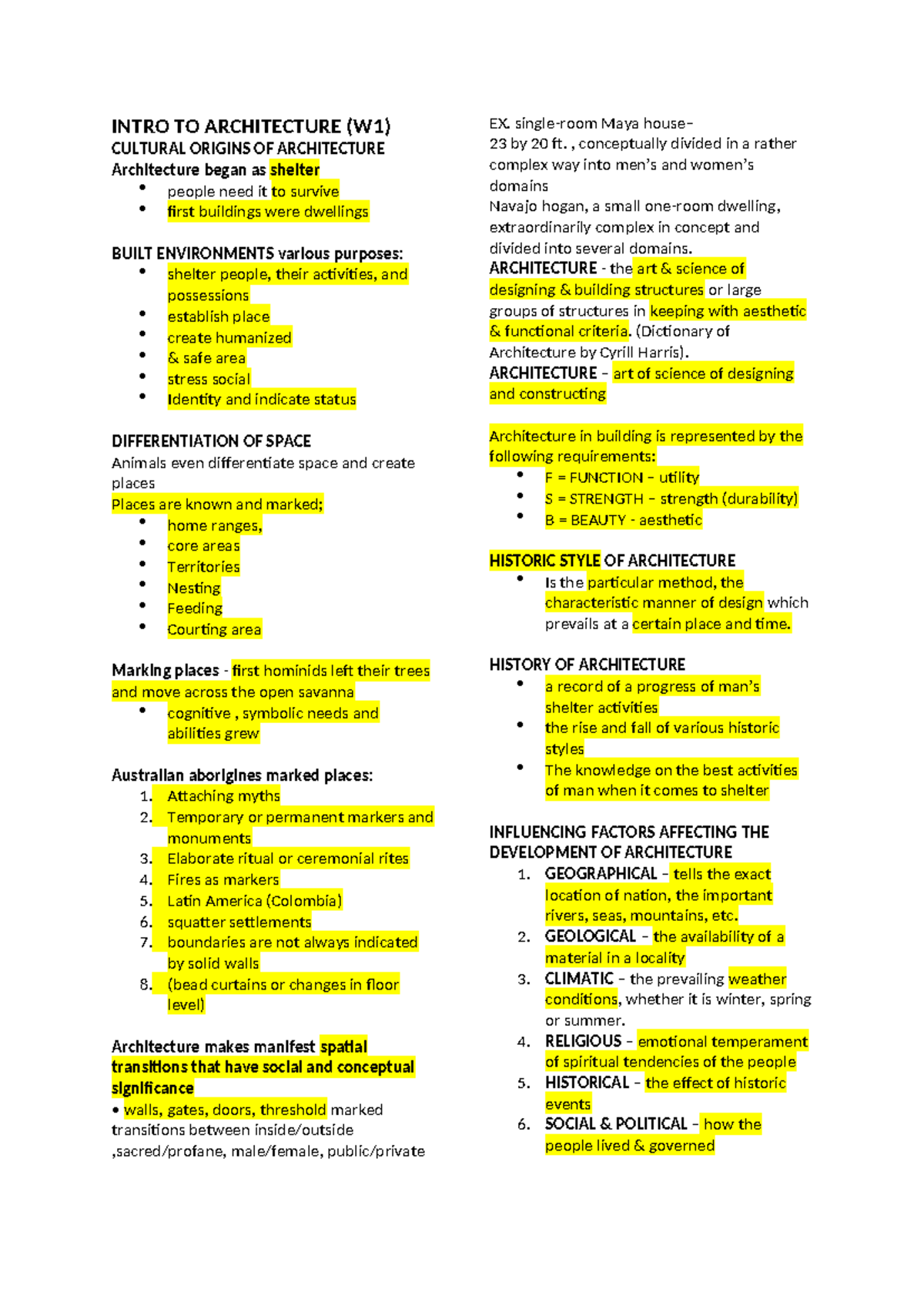 Intro-TO- Architecture-W1 - INTRO TO ARCHITECTURE (W1) CULTURAL ORIGINS ...