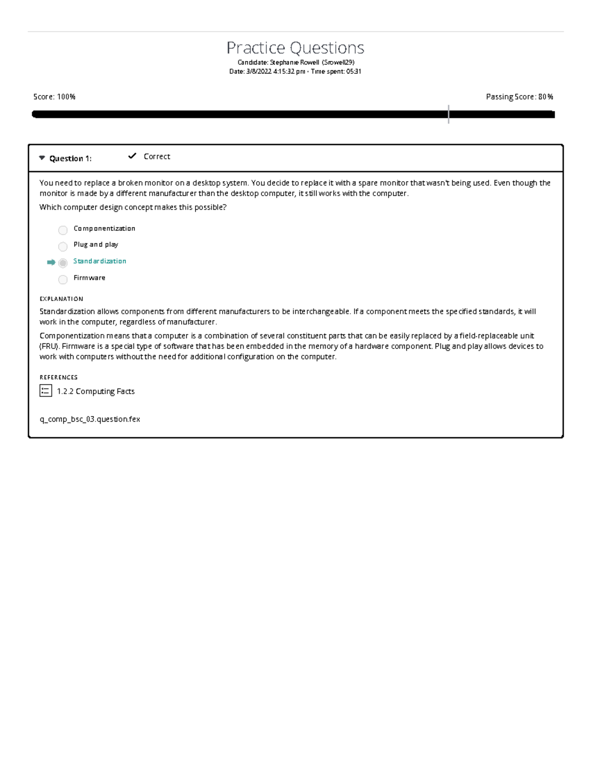 Test Out pc pro chapter 1 section 2 practice exam questions and answers ...