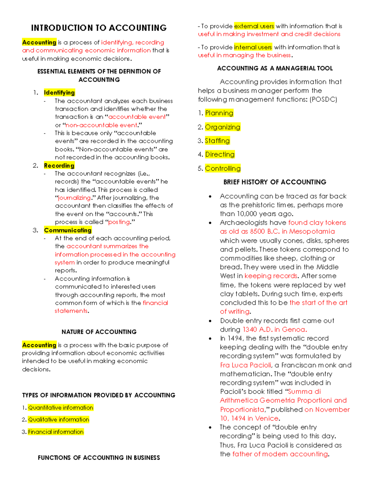 Acctng 111 Lecture ( Reviewer ) - INTRODUCTION TO ACCOUNTING Accounting ...
