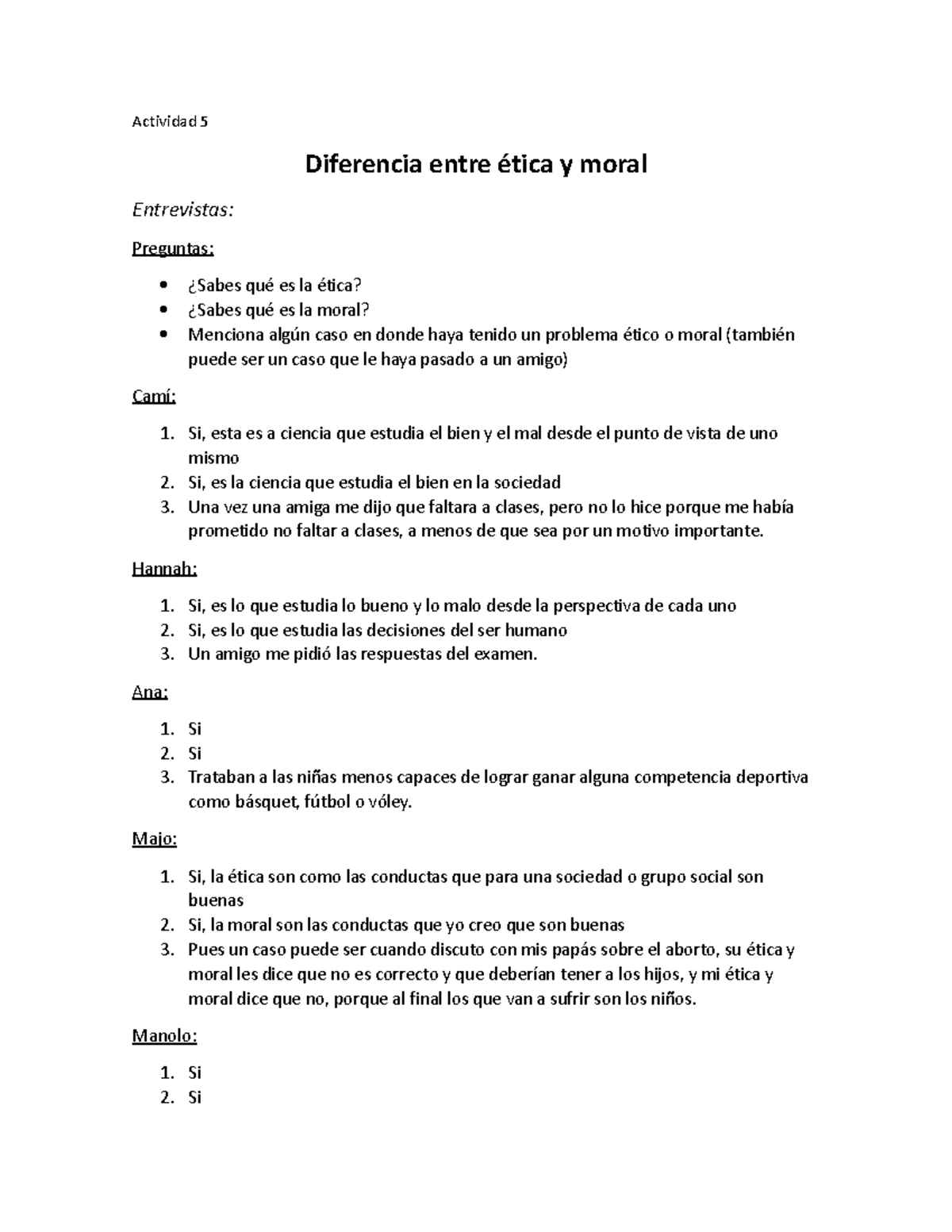 Actividad 5 - DFGGF - Actividad 5 Diferencia entre ética y moral ...