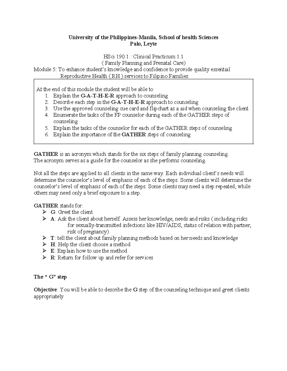 Module-5-Family-Planning-Clinical-Practicum - University of the ...