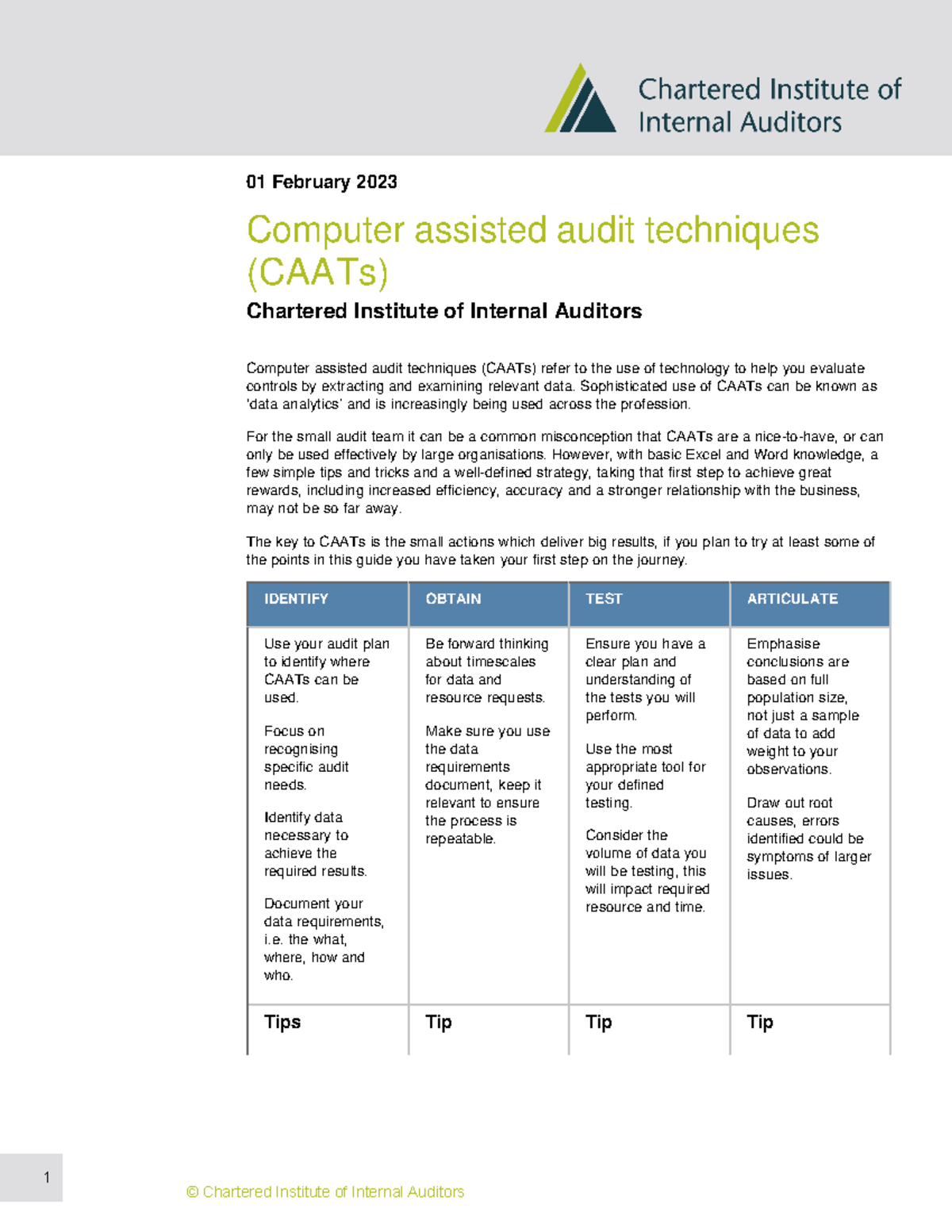 Computer assisted audit techniques (CAATs) - Sophisticated use of CAATs ...