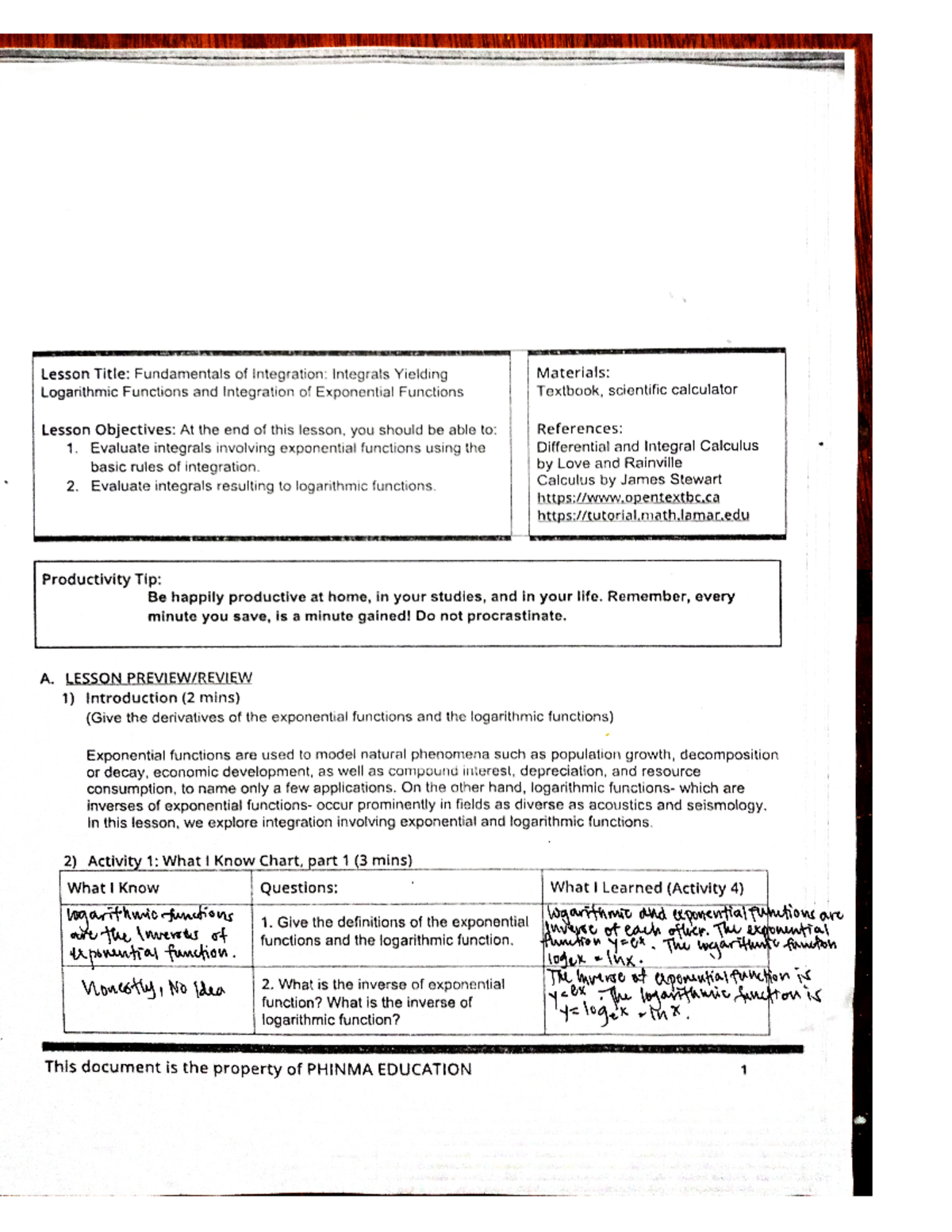 Integrals yielding logarithmic functions and integration - Civil ...