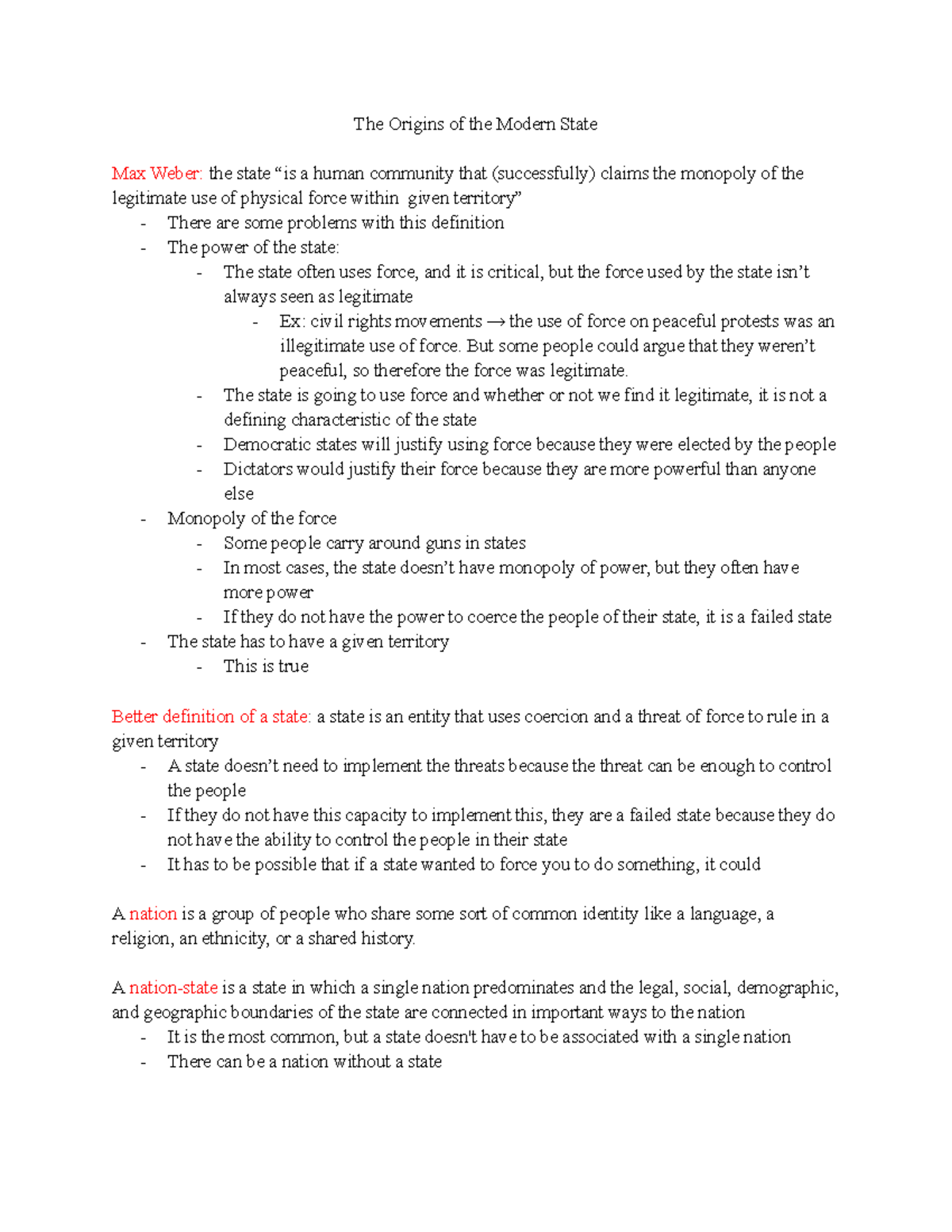 Ch. 4 The origins of the Modern State - The Origins of the Modern State ...