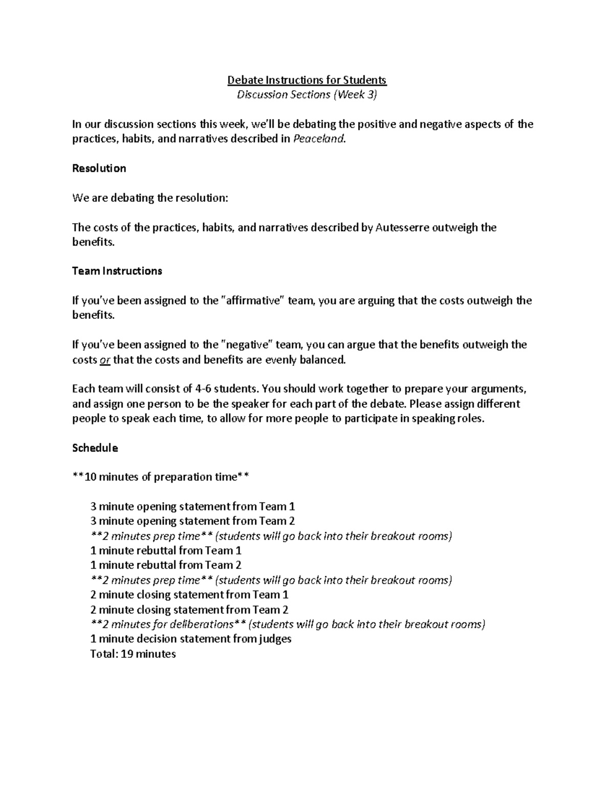 Debate Instructions for Students - Debate Instructions for Students ...