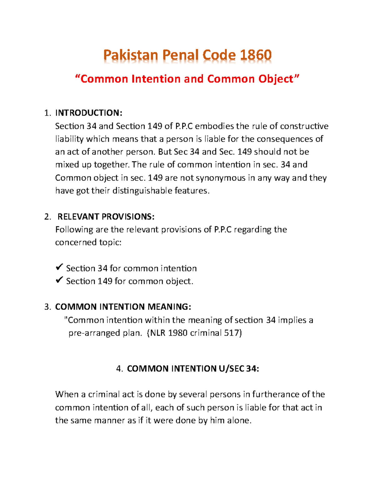 assignment for jurisprudence - Pakistan Penal Code 1860 “Common ...