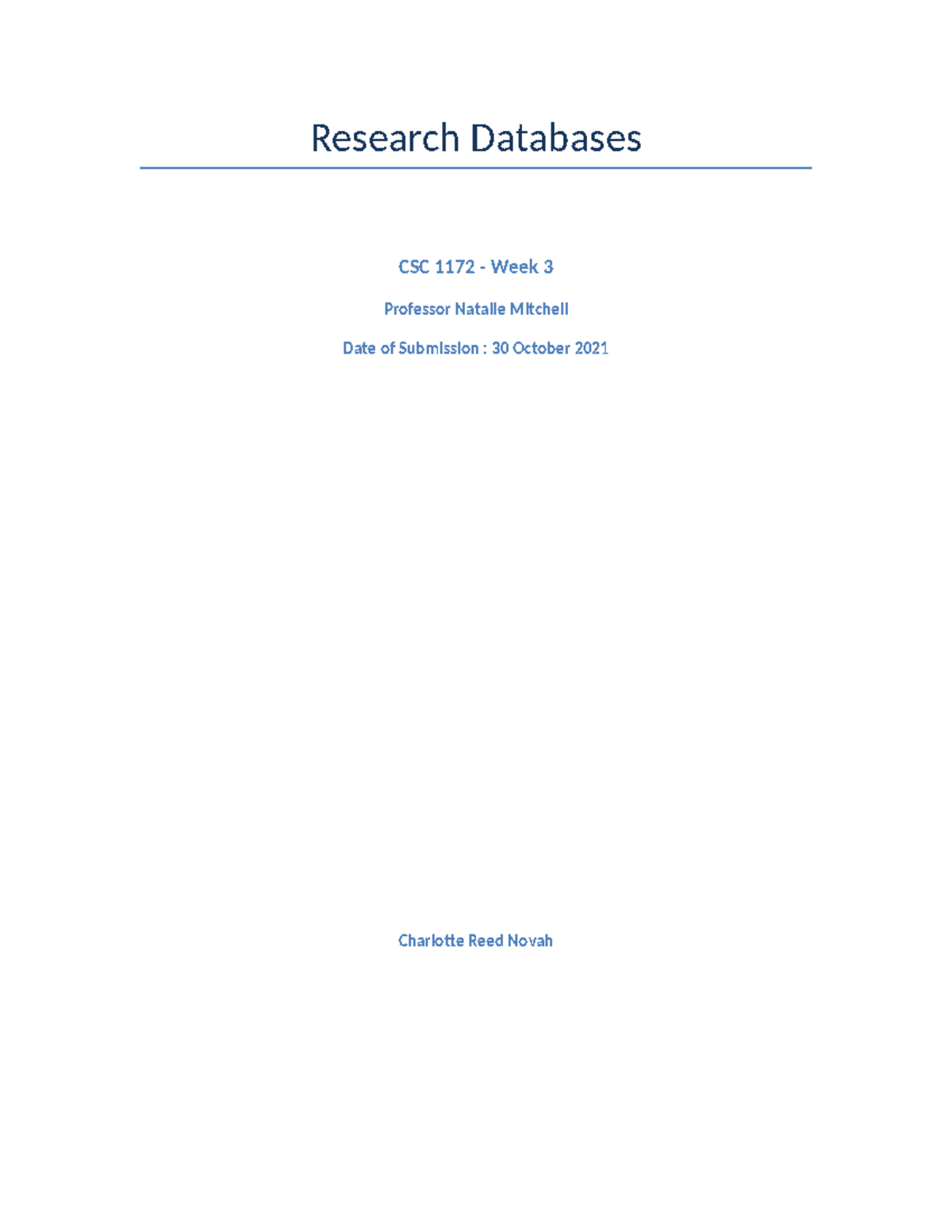 CSC-1172-Research Databases - Research Databases CSC 1172 - Week 3 ...