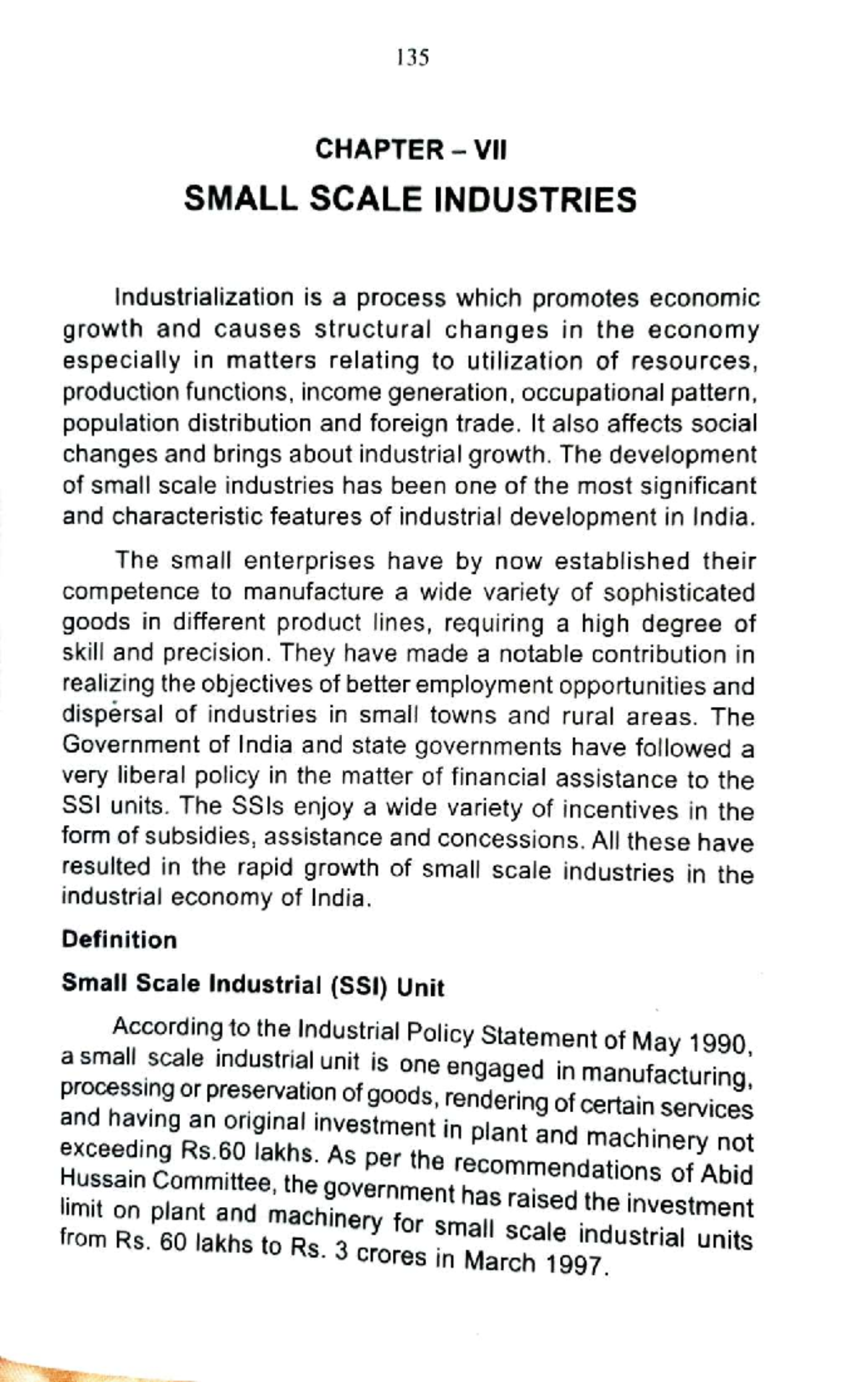 Entrepreneurship chapter 7 - 135 CHAPTER VII ####### SMALL SCALE ...