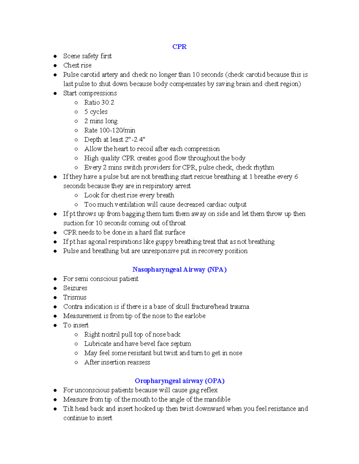 ACLS - acls important points - CPR Scene safety first Chest rise Pulse ...