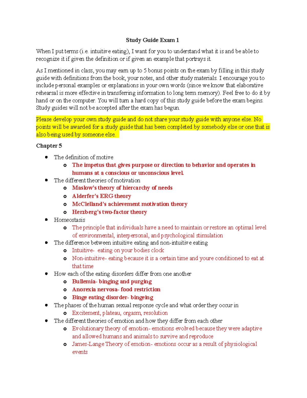 Exam 2 study guide complete - Study Guide Exam 1 When I put terms (i ...