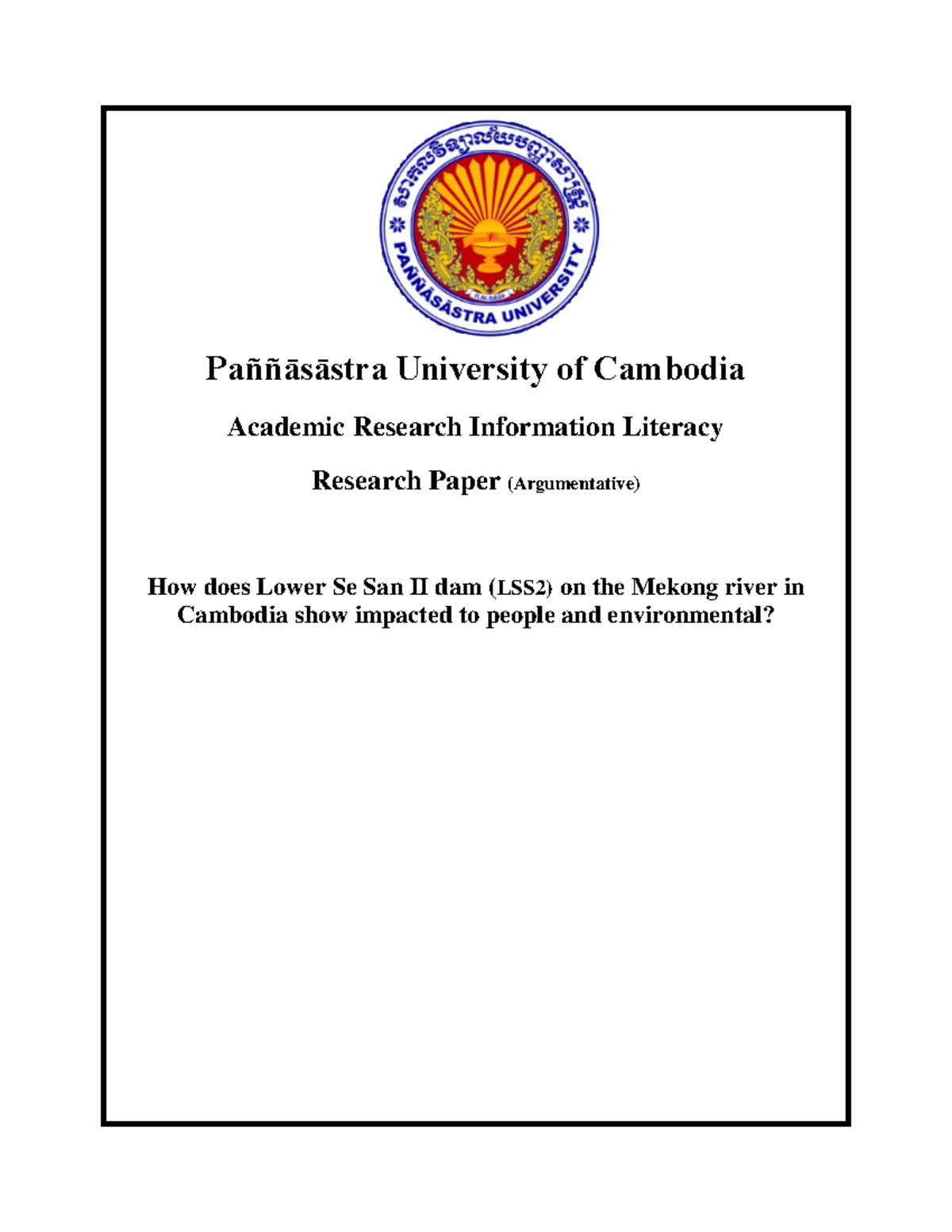 Research Paper#2 - Paññāsāstra University of Cambodia Academic Research ...