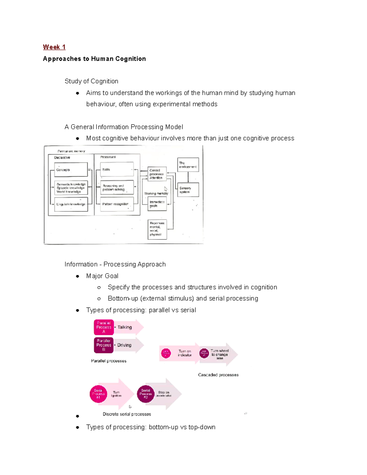 PSYU2246 - Cognitive Processes - Week 1 Approaches to Human Cognition ...