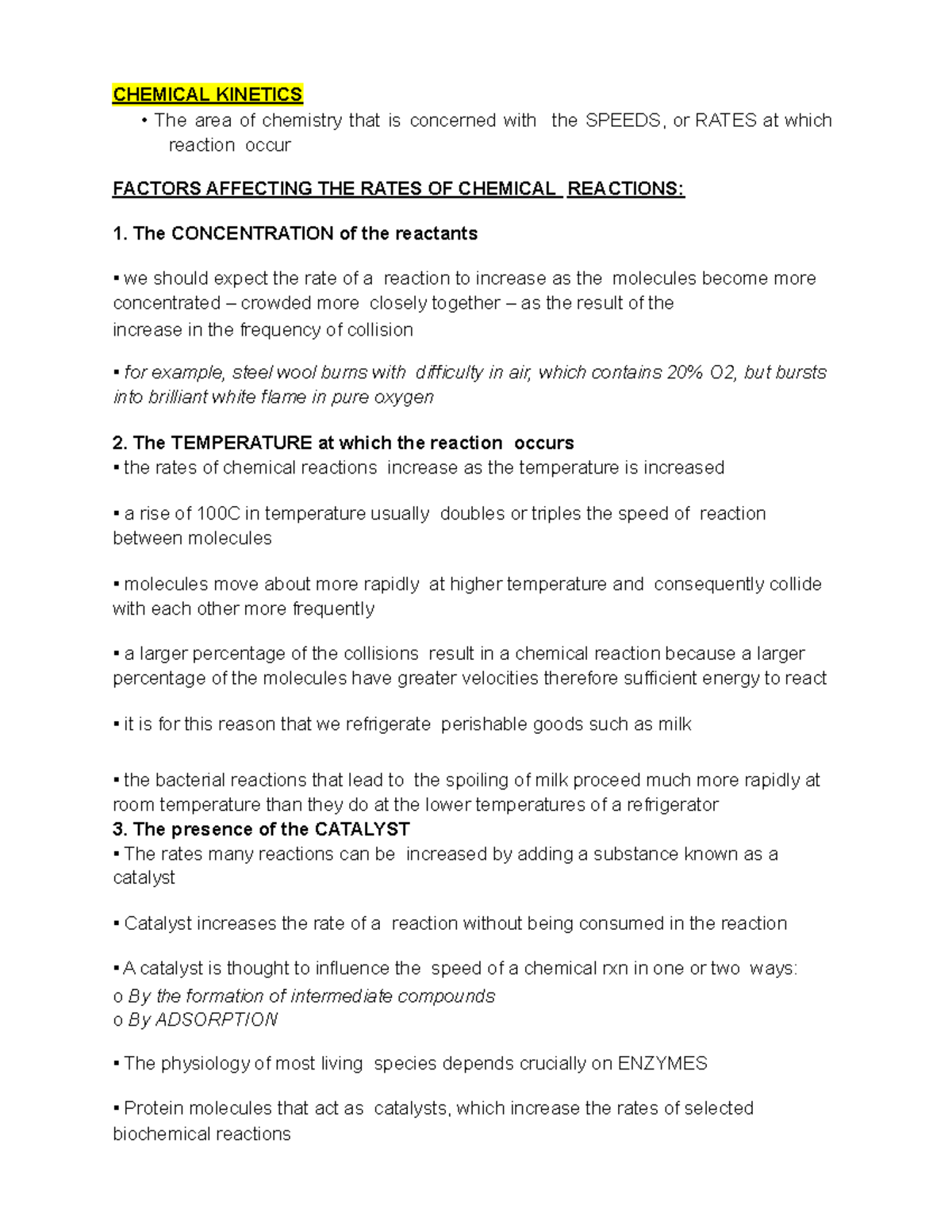 Anachem Chemical Equilibrium - CHEMICAL KINETICS The area of chemistry ...