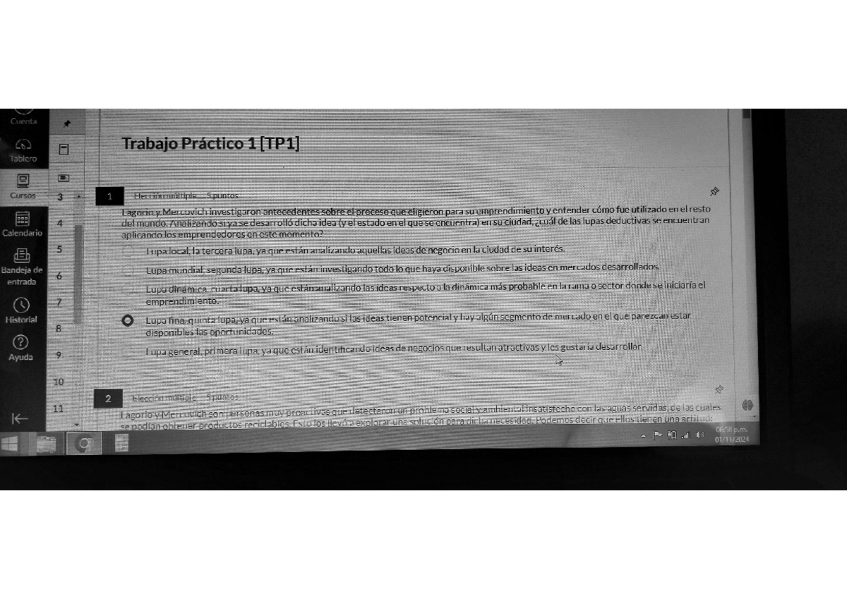 TP1 Desarrollo emprendedor 70% - Trabajo Práctico 1 3 1 Elección múltiple 5 puntos Lagorio y ...