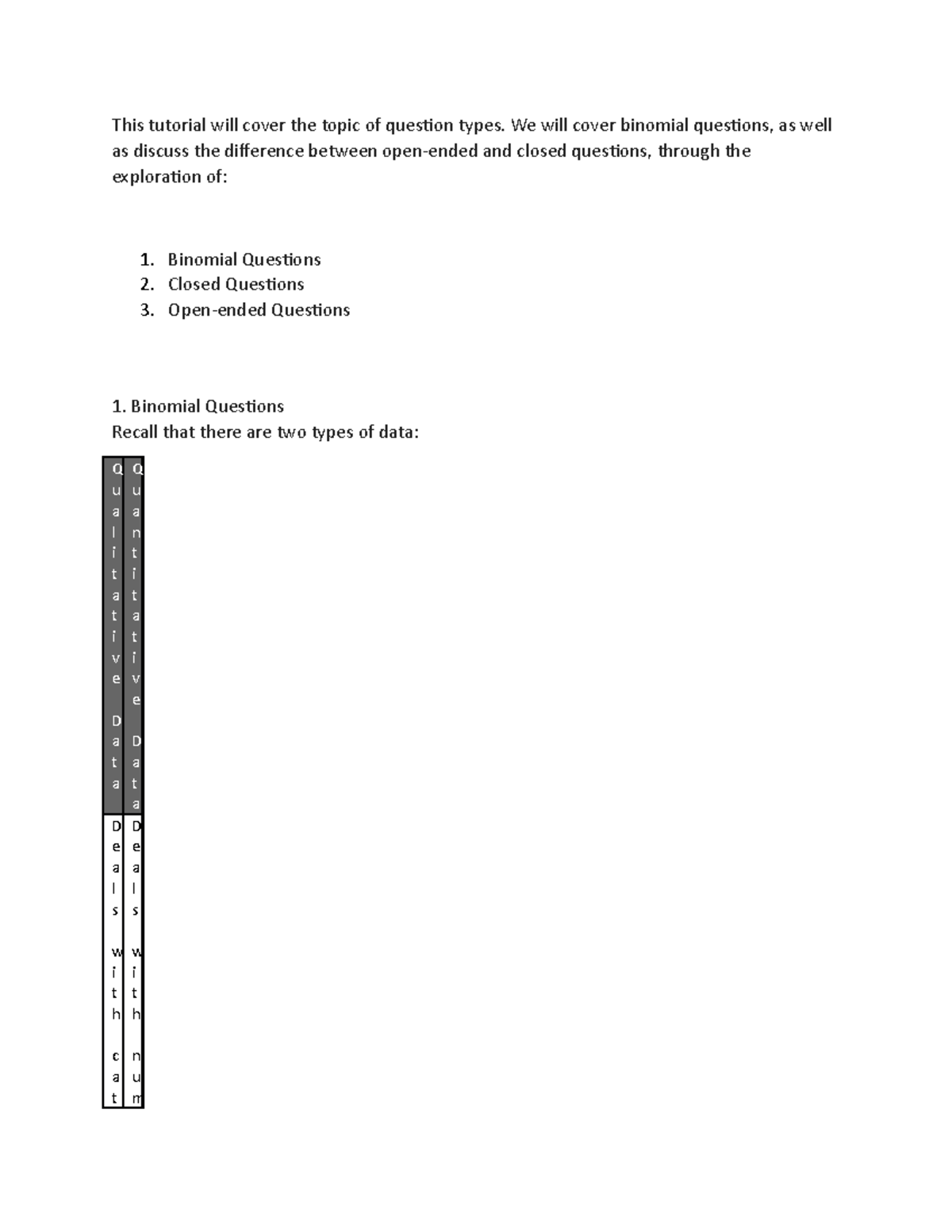 Document 12 - tutorial - This tutorial will cover the topic of question ...