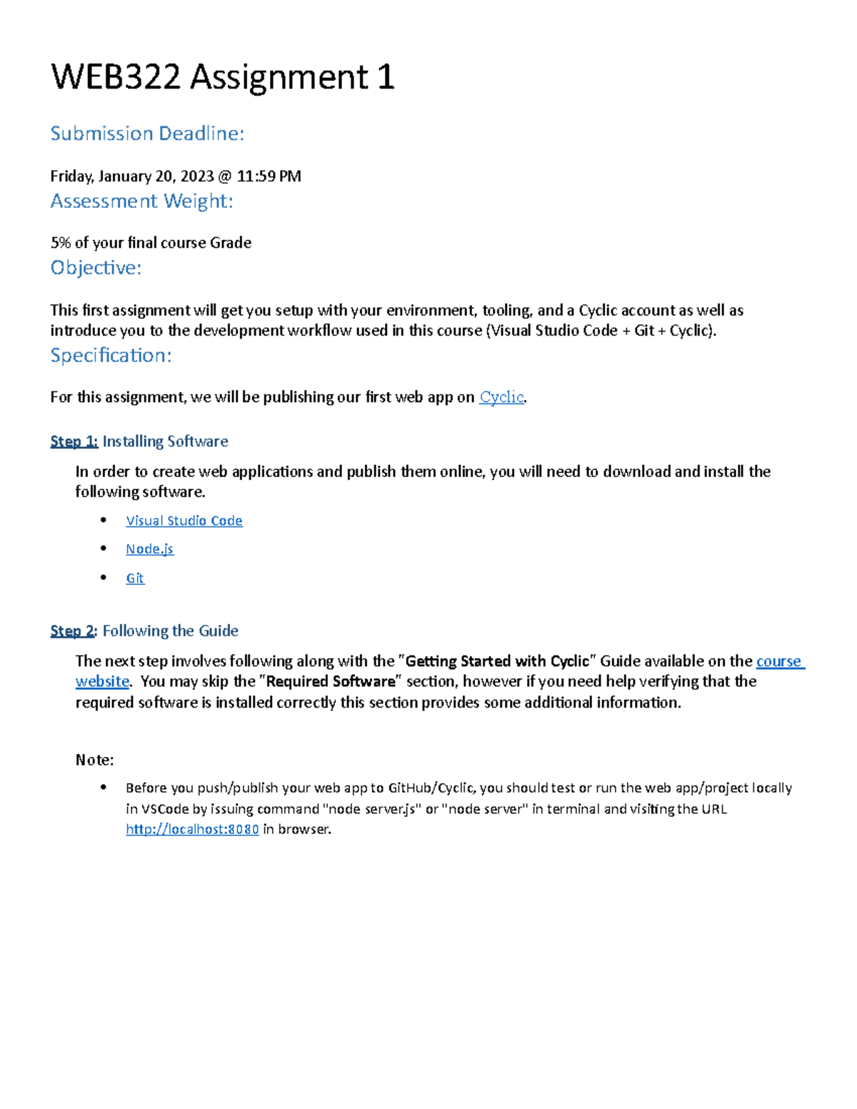 WEB322-Assignment 1 - WEB322-Assignment 1 - WEB322 Assignment 1 Submission Deadline: Friday ...