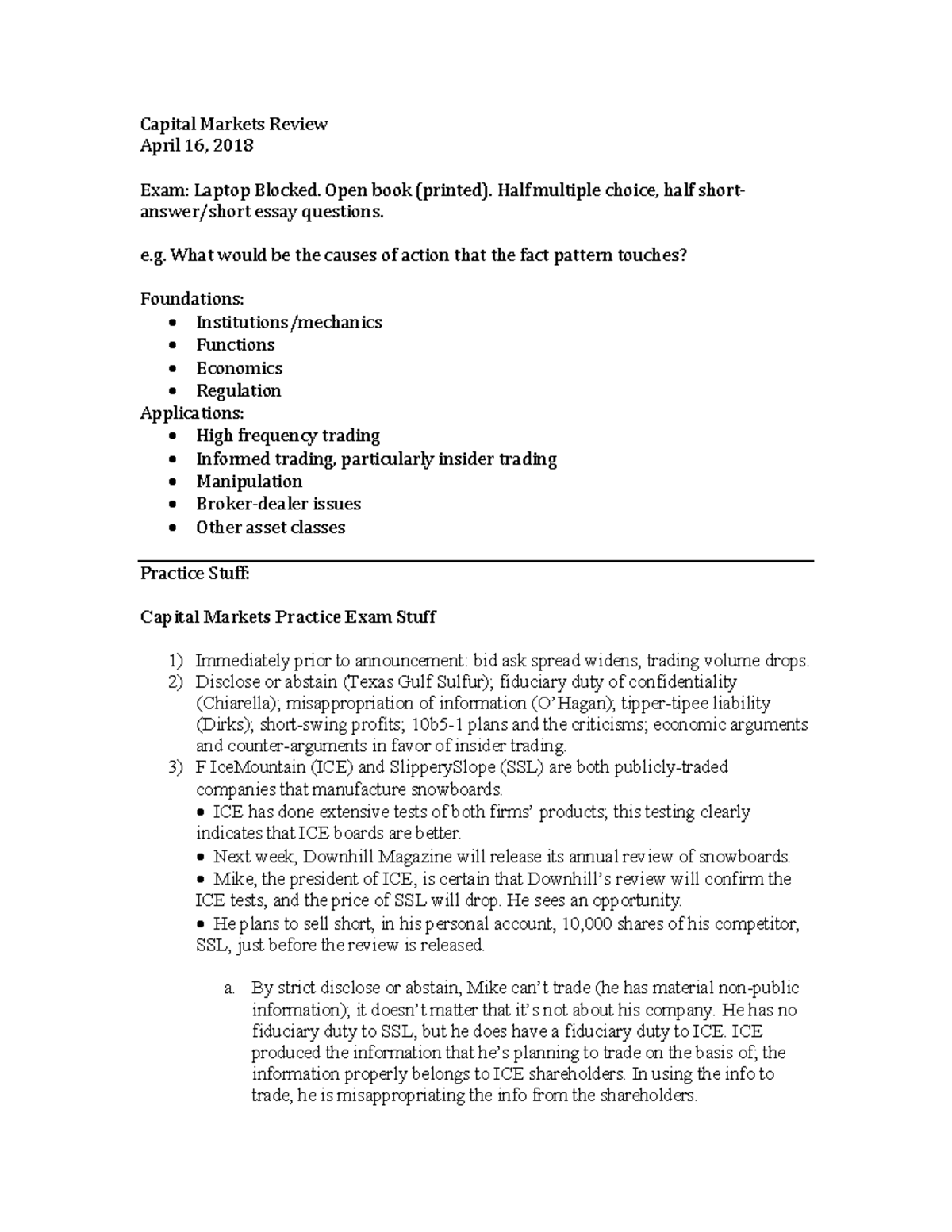 Capital Markets Review - Capital Markets Review April 16, 2018 Exam ...