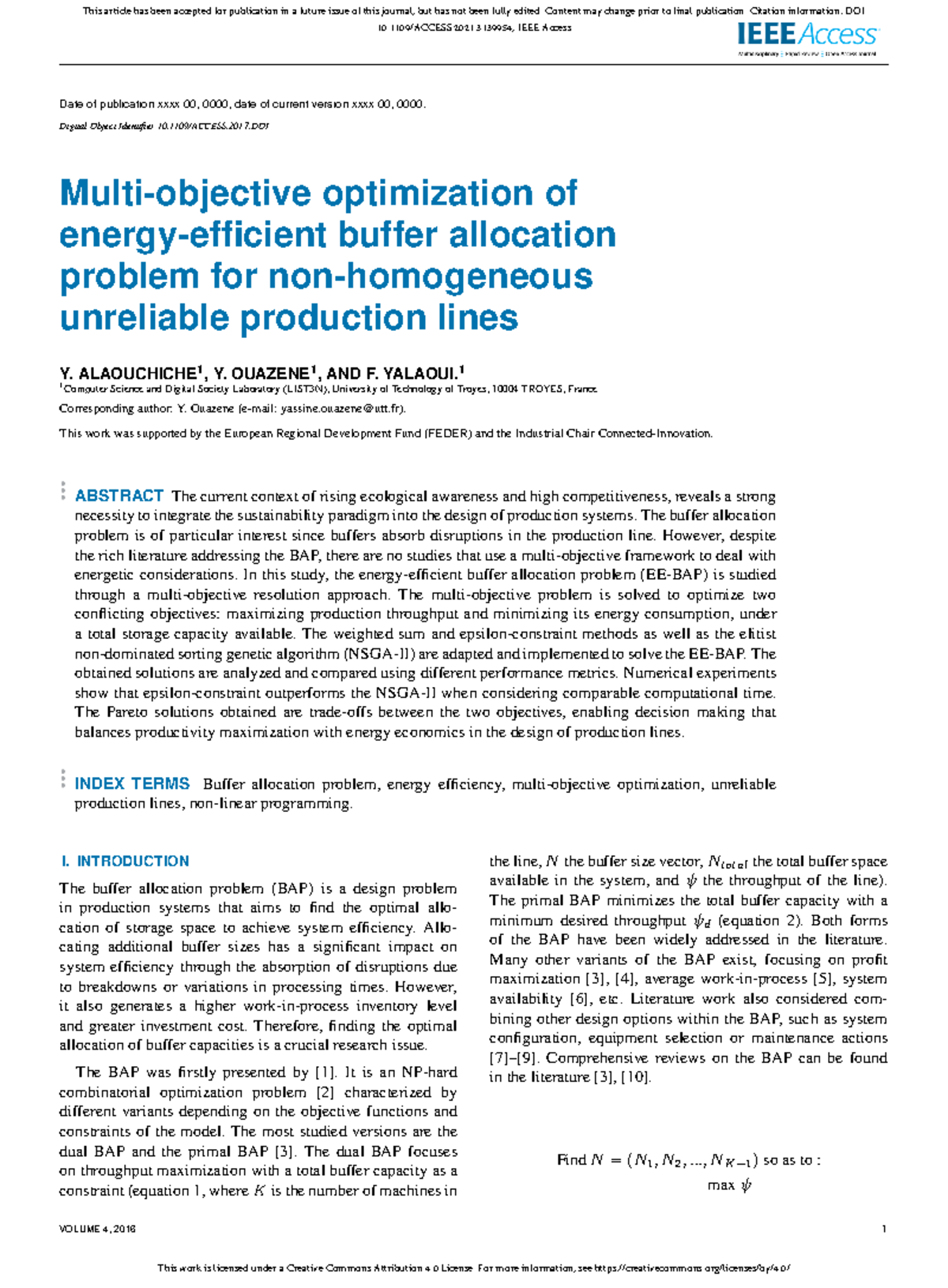 Multi-Objective Optimization of Energy-Efficient B - 10.1109/ACCESS.2021, IEEE Access Date of ...
