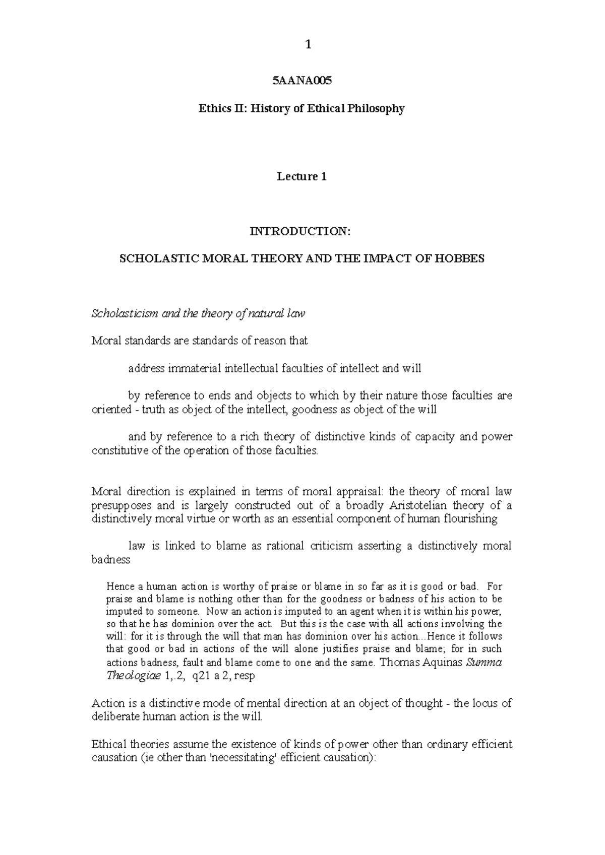 1Introduction - Intro to module - 5AANA Ethics II: History of Ethical ...