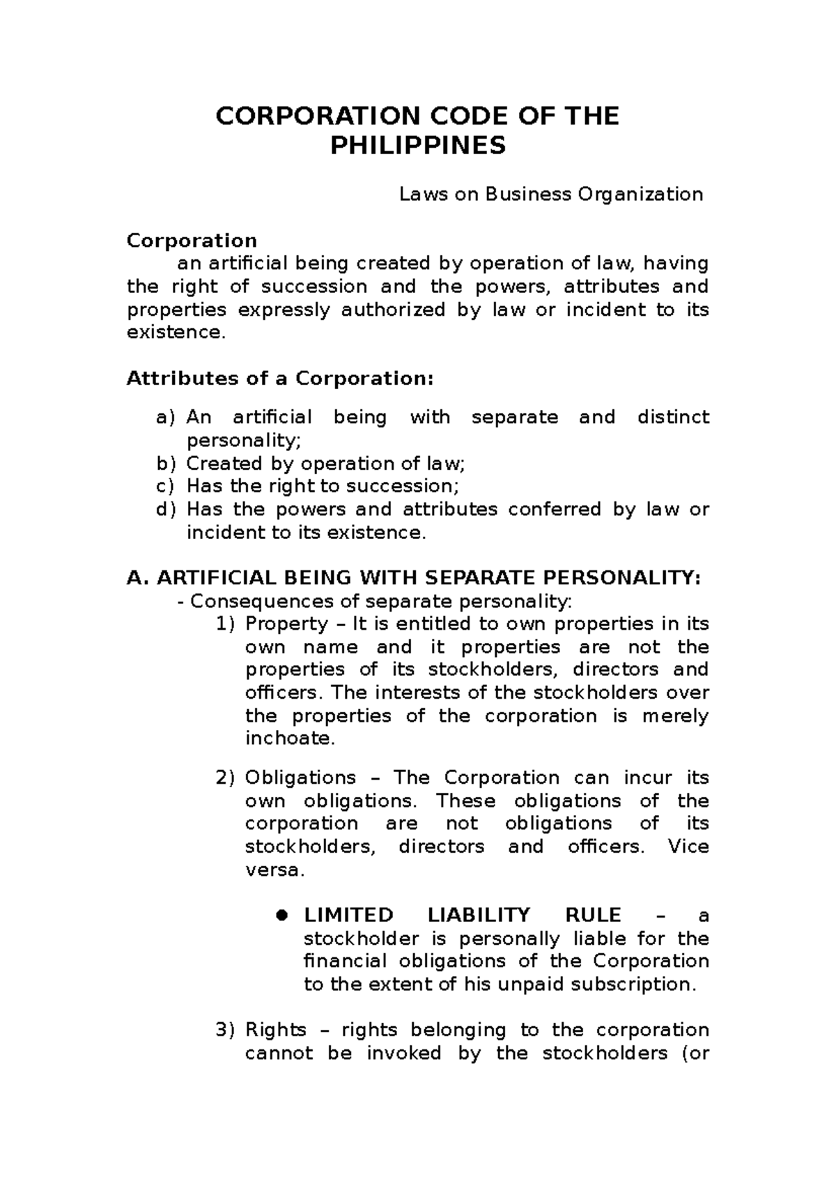 Corporation CODE OF THE Philippines - CORPORATION CODE OF THE ...