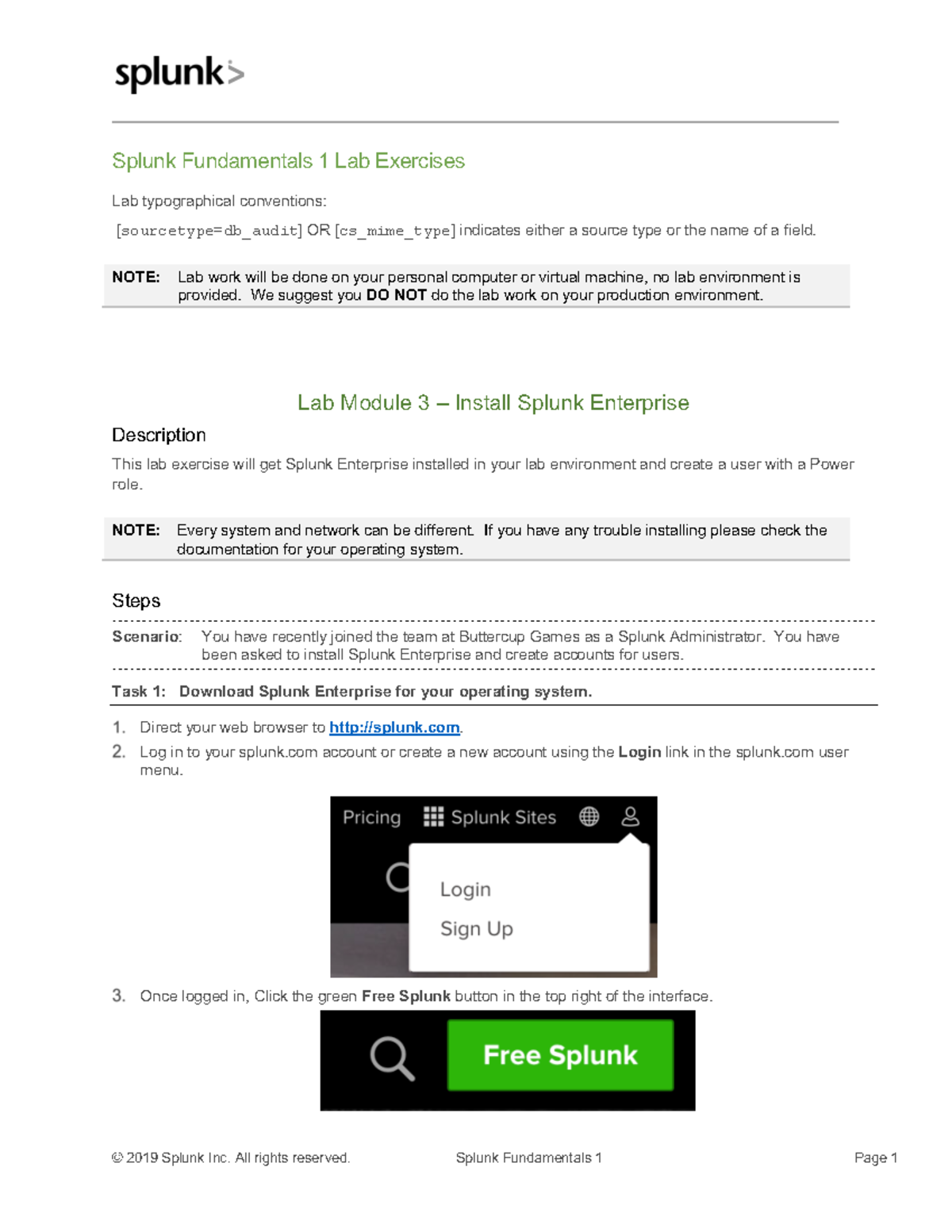 Splunk Fundamentals 1 Module 3 Splunk Fundamentals 1 Lab Exercises