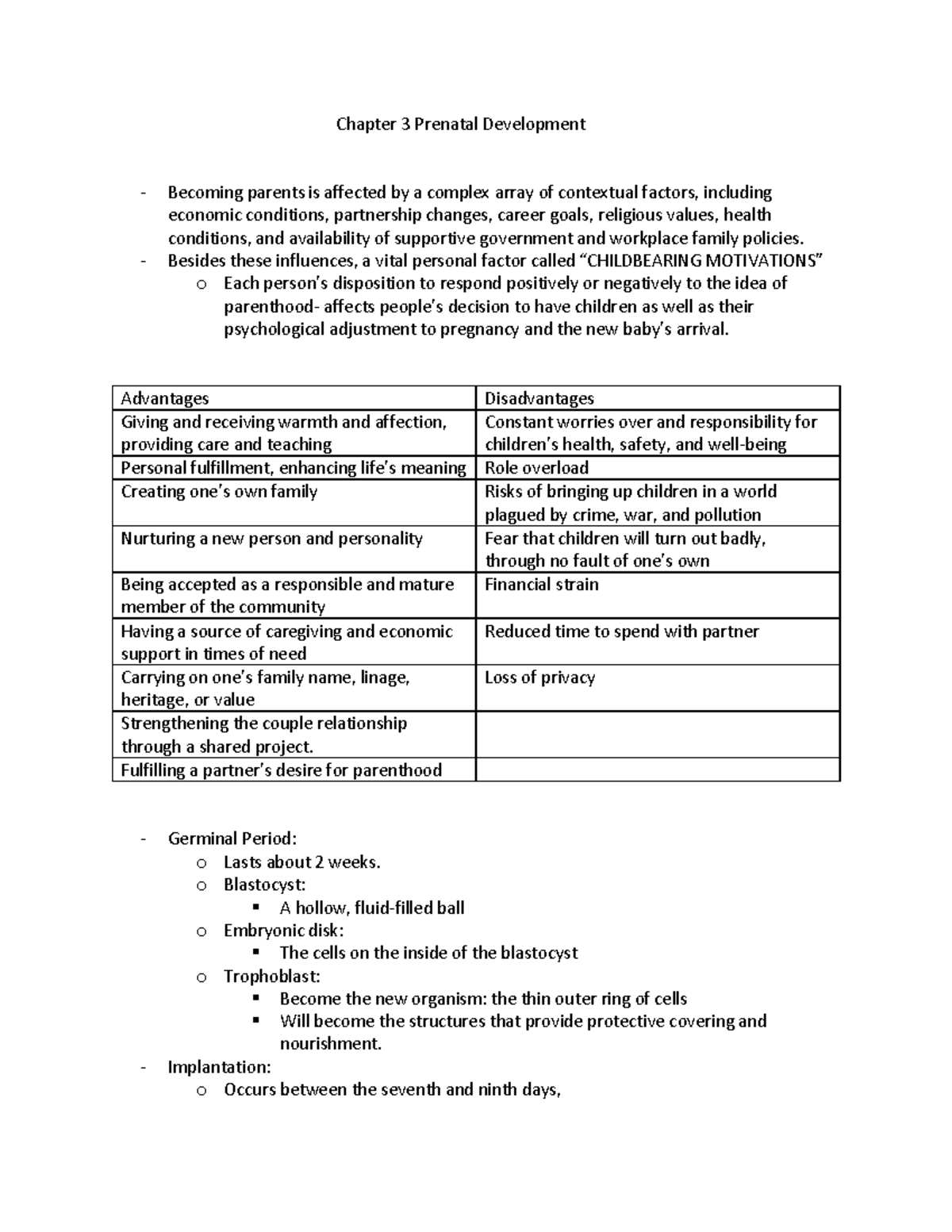 Chapter 3 Prenatal Development - Chapter 3 Prenatal Development ...