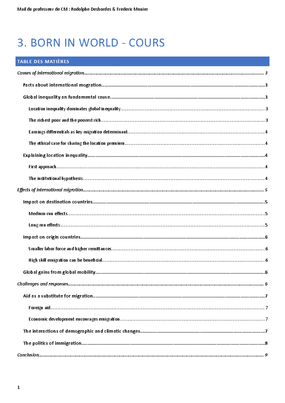 3. Born in world - Cours - Mail du professeur de CM : Rodolphe ...