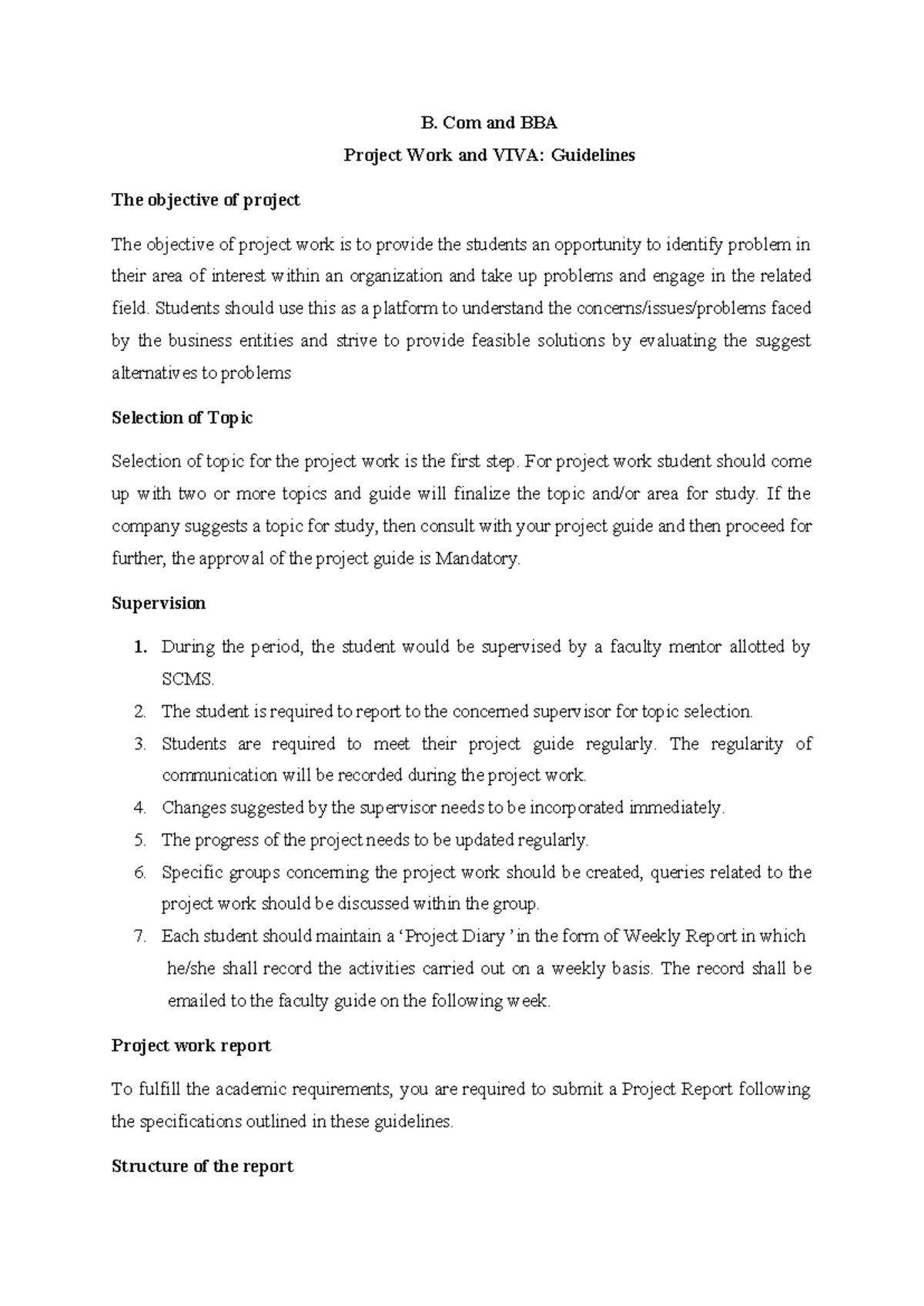 Project Guidelines - ttrrrrrrrrrrrrrrr - B. Com and BBA Project Work ...