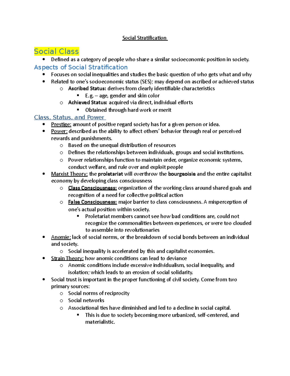 Social Stratification - Social Stratification Social Class Defined as a ...