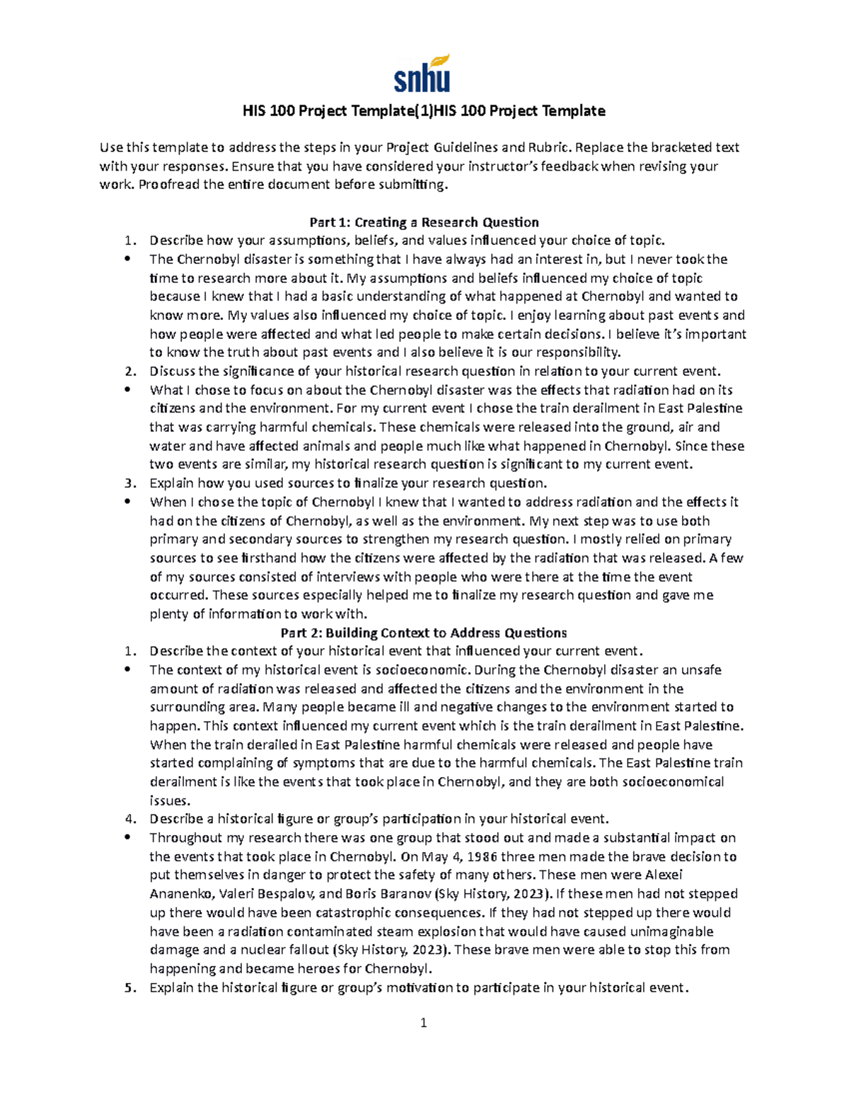 HIS 100 Project Template - HIS100 - SNHU - Studocu