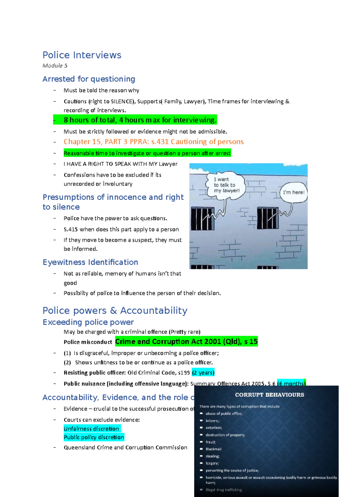 Week 5 & 6 (Police Interviews) - Police Interviews Module 5 Arrested ...