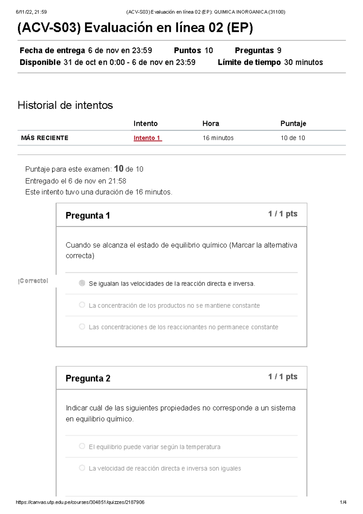 (ACV-S03) Evaluación en línea 02 (EP) Quimica Inorganica (31100) - (ACV-S03) Evaluación en línea ...
