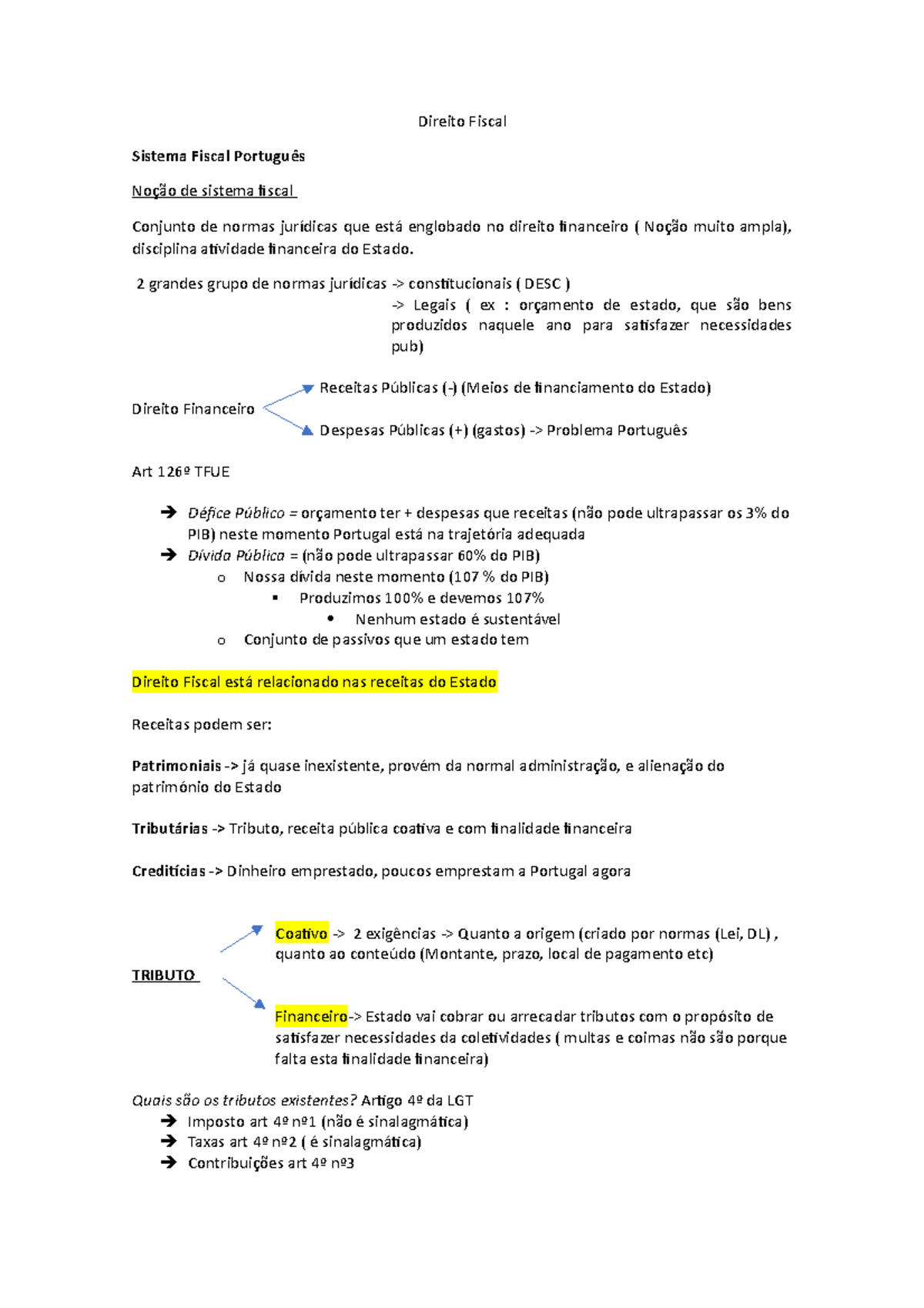 Direito-Fiscal - Direito Fiscal Sistema Fiscal Português Noção de ...