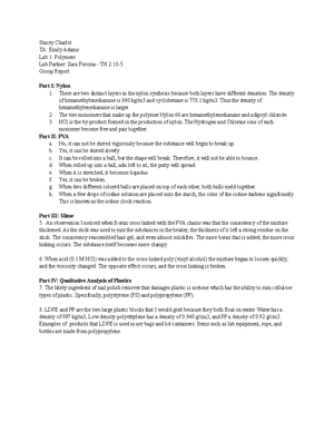 Lab 9 Typed Pre-Lab - Lab 9 pre lab - Stacey Charlot Chem 404 TR 2:10 ...