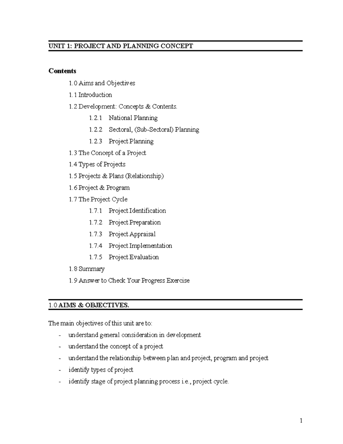Unit 1- PROJECT AND PLANNING CONCEPT - UNIT 1: PROJECT AND PLANNING ...