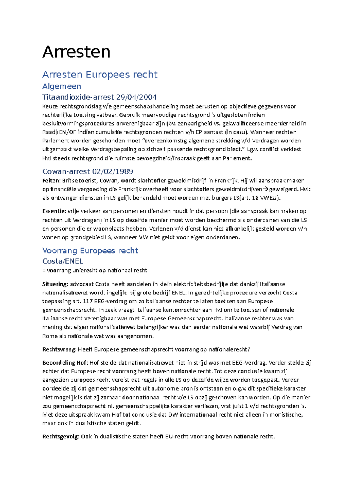 Arresten EU en INT recht - Arresten Arresten Europees recht ...