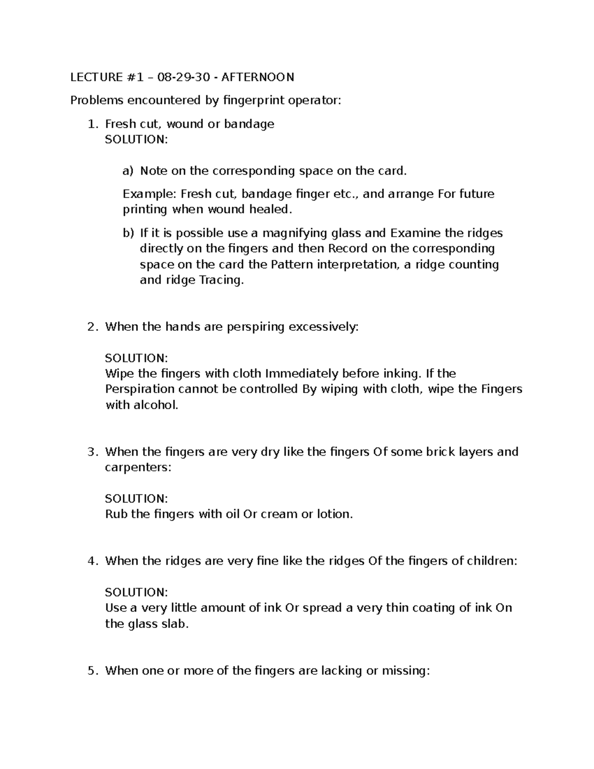 Lecture Afternoon Notes - LECTURE #1 – 08-29-30 - AFTERNOON Problems ...