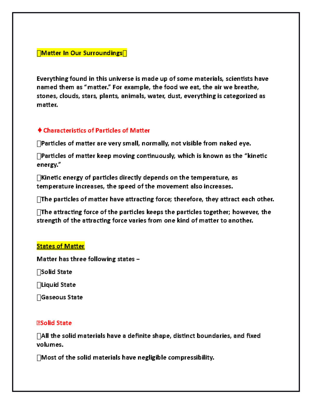 Notes on Matter In Our Surroundings - PHYSI 120 - Studocu