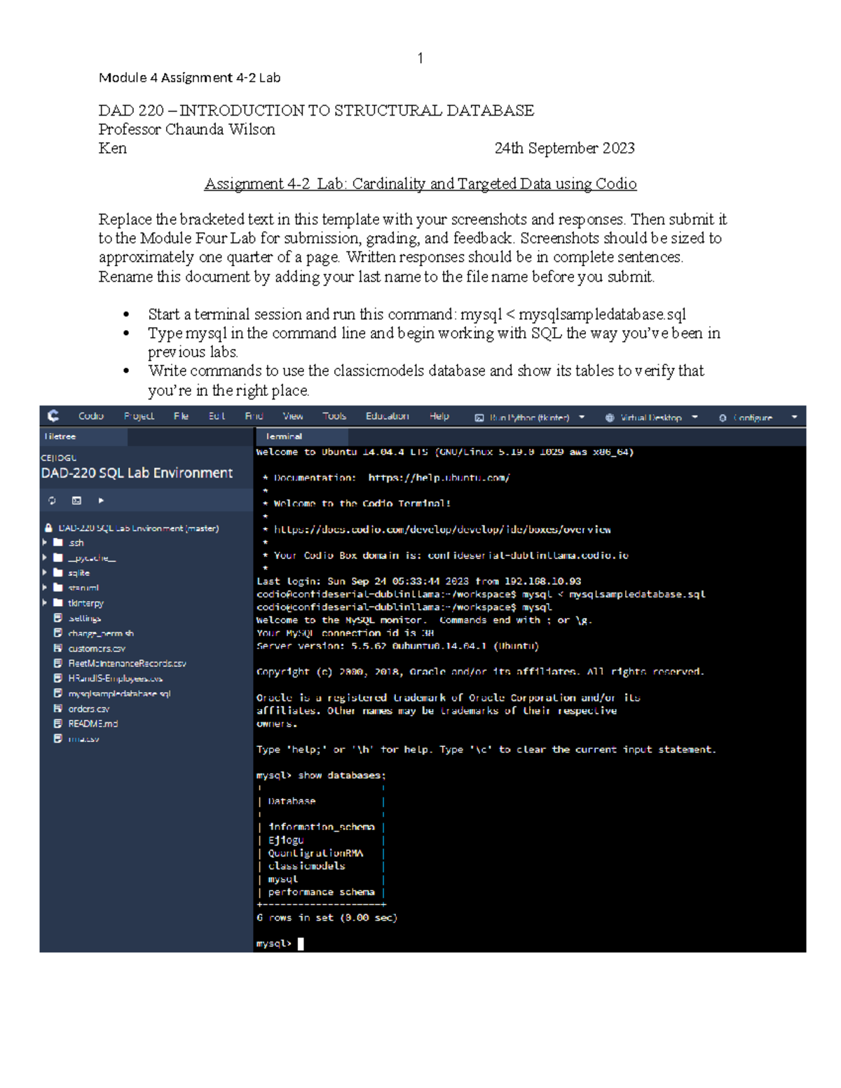 DAD220 4-2 Lab Cardinality and Targeted Data - Module 4 Assignment 4-2 Lab DAD 220 ...
