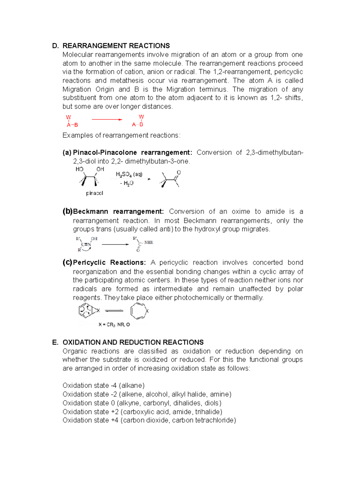 Reaction Mechanism- part 2 - D. REARRANGEMENT REACTIONS Molecular ...